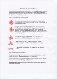 Shapes of Molecules Worksheet with Key | Exercises Chemistry | Docsity