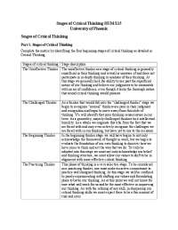 Stages of Critical Thinking Worksheet Key - Docsity
