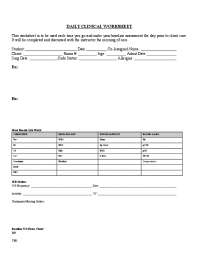 Daily Clinical Worksheet for Nurses - Docsity