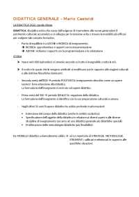 Riassunto Didattica Generale di Mario Castoldi - Docsity