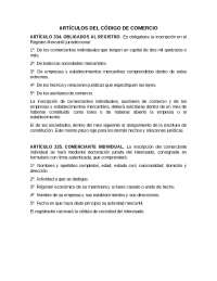 Articulos del Codigo de Comercion - Docsity