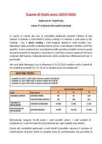Simulazione Elaborato di Economia aziendale e Informatica - Docsity