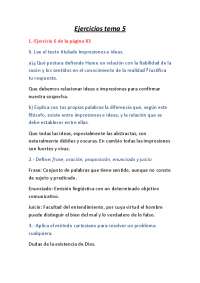 Ejercicios filosofia tema 5 1bach | Ejercicios de Filosofía | Docsity