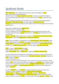 Apollonio Rodio appunti liceo - Docsity