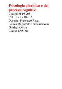 (Nuovo 2021) Psicologia giuridica e dei processi cognitivi / Contiene più del 90% delle domande ...