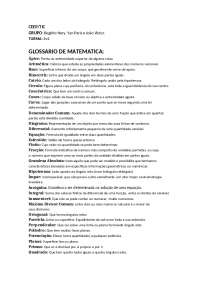 Glossário de todos os termos matemáticos | Traduções Matemática | Docsity