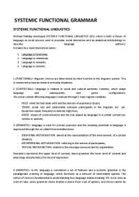 SYSTEMIC FUNCTIONAL GRAMMAR - Docsity