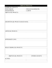 Carta de proyectos pmbok forms - Docsity