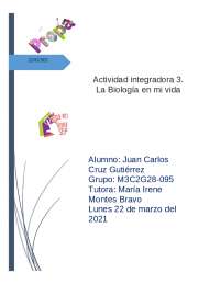 Actividad integradora 3. La Biología en mi vida - Docsity