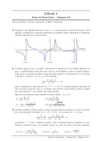 Calculo 1: Lista de Exercicios – Semana04 | Exercícios Cálculo - Docsity