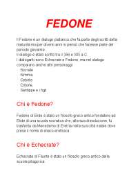 FEDONE- Libro riassunto di Platone - Docsity