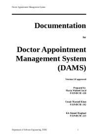 Doctor Appointment Management System (DAMS | Assignments Software Development | Docsity