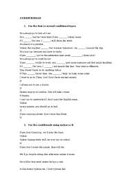 Ejercicios sobre conditionales en inglés. - Docsity