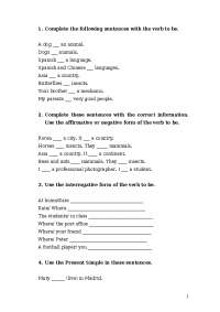 Ejercicios de Present Simple and Continuous. - Docsity