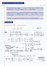 Linear combination and linear independence - Docsity