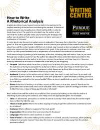 How to Write a Rhetorical Analysis - Docsity