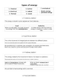 Types of energy, renewable and non-renewable energy - Docsity