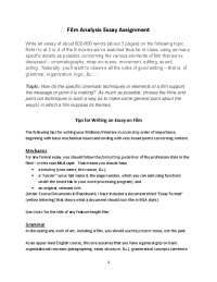 Film Analysis Essay Writing Tips and Rubric - Docsity
