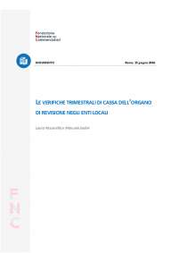 LE VERIFICHE TRIMESTRALI DI CASSA DELL’ORGANO DI REVISIONE NEGLI ENTI ...