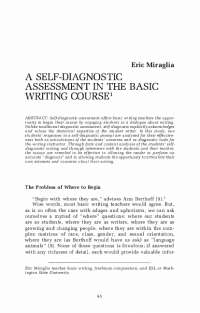 A Self-Diagnostic Assessment in the Basic Writing Course - Docsity