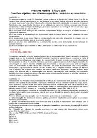 Prova de História | Provas História | Docsity