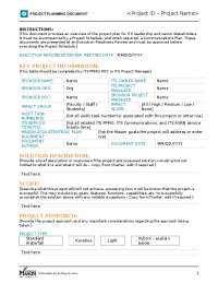 Project Plan Document Template for Project Managers - Docsity