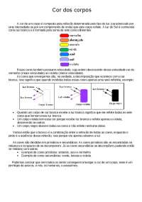 Cor dos corpos - Revisão - Docsity