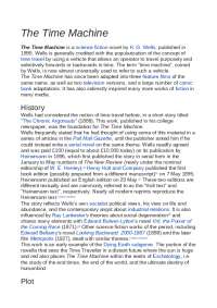 Plot Time Machine george wells - Docsity