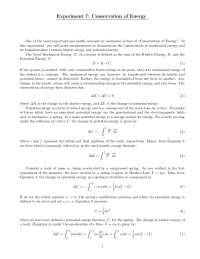 Experiment 7: Conservation of Energy - Docsity