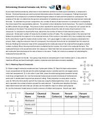 Determining Chemical Formulas Lab - Docsity