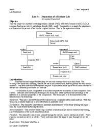 Lab # 4: Separation of a Mixture Lab | Lab Reports Chemistry - Docsity