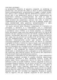 Giacomo Leopardi pessimismo e opere - Docsity