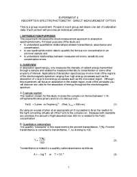 Spectrometry Lab Report - Absorption Spectrometry | Lab Reports ...