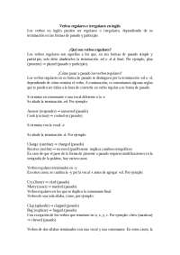 Verbos regulares e irregulares - Docsity
