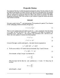 Projectile Motion Lab - Docsity