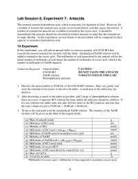 Antacids Lab Report - Docsity