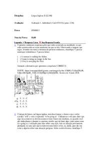 PROVA - HABILIDADES DA LÍNGUA INGLESA - Docsity