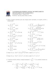 Lista cálculo 3 integrais duplas - Docsity