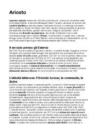 Ariosto - biografia - opere - Docsity
