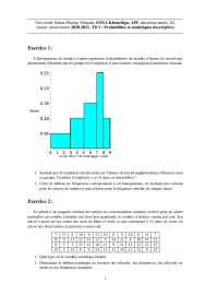 TD statistique descriptive | Exercises Statistics | Docsity