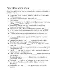 Precisión Semantica practica | Ejercicios de Lengua y Literatura | Docsity