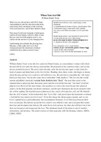 A poem by Yeats - When you are old - Docsity