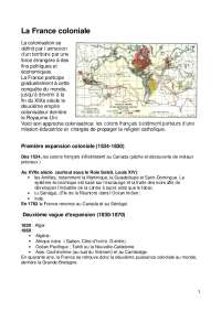 La FRANCE coloniale - Docsity
