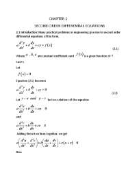 SECOND ORDER DIFFERENTIAL EQUATIONS - Docsity