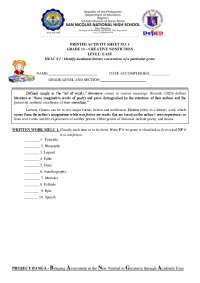 Activity sheets for SHS | Exams English | Docsity