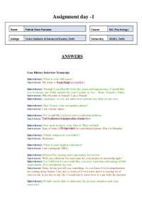 Taking Case History of Patient | Assignments Psychology | Docsity