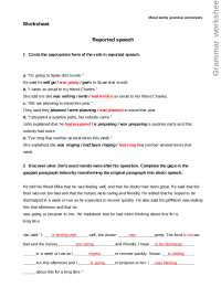EXERCICES WITH REPORTED SPEECH - Docsity