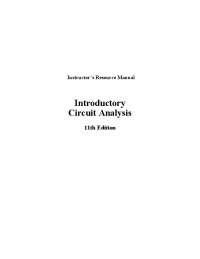 Instructor’s Resource Manual, Introductory Circuit Analysis, 11th ...