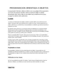 Programacion orientada a objetos - Docsity