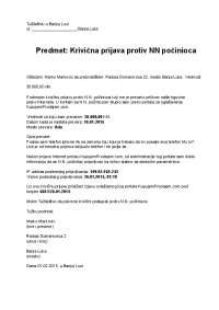 Krivicna prijava primjer | Beleške' predlog Krivično procesno pravo - Docsity